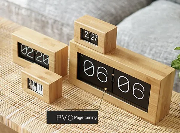 Bamboo Wood Flip Clock For Desk Wall Manufacturers China - Customized ...